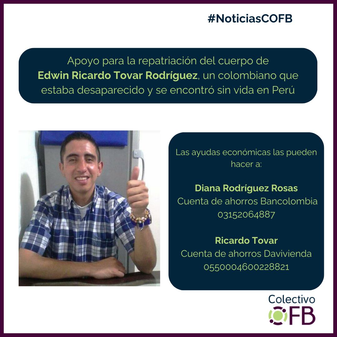 Apoyo para la repatriación del cuerpo de Edwin Ricardo Tovar Rodríguez ...